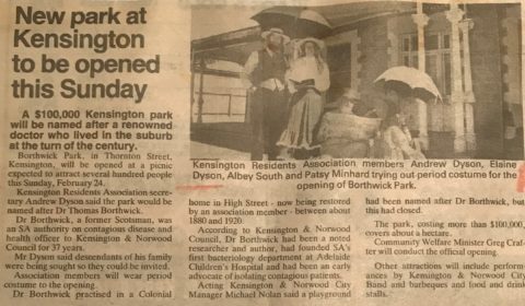1985 Borthwick Park opening | Kensington Residents' Association